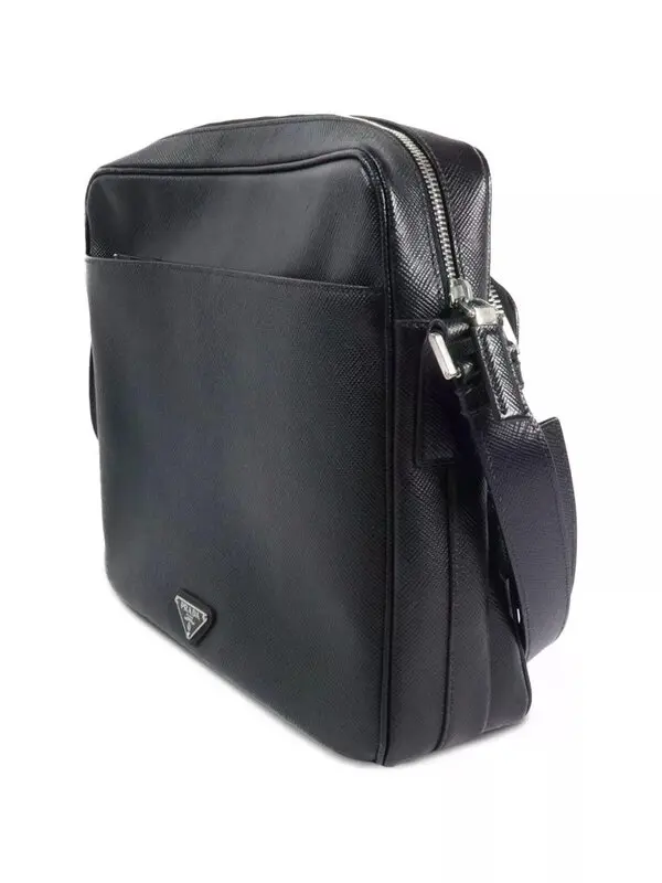 Prada Saffiano Leather Messenger Bag - Black