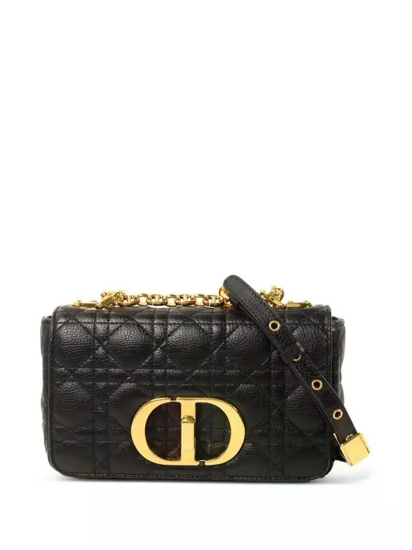 Dior Small Caro Quilted Shoulder Bag - Black
