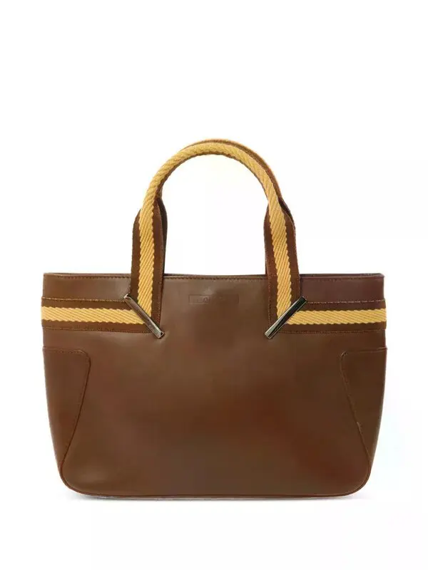 Gucci Web-stripe Leather Tote Bag - Brown