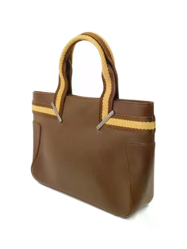Gucci Web-stripe Leather Tote Bag - Brown
