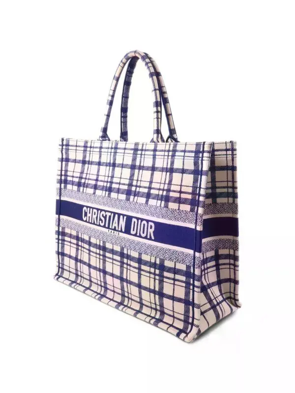 Dior Book Check-pattern Tote Bag