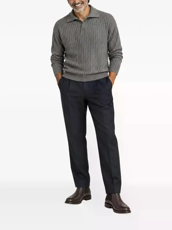 FRANZESE COLLECTION Ribbed-knit Polo Shirt