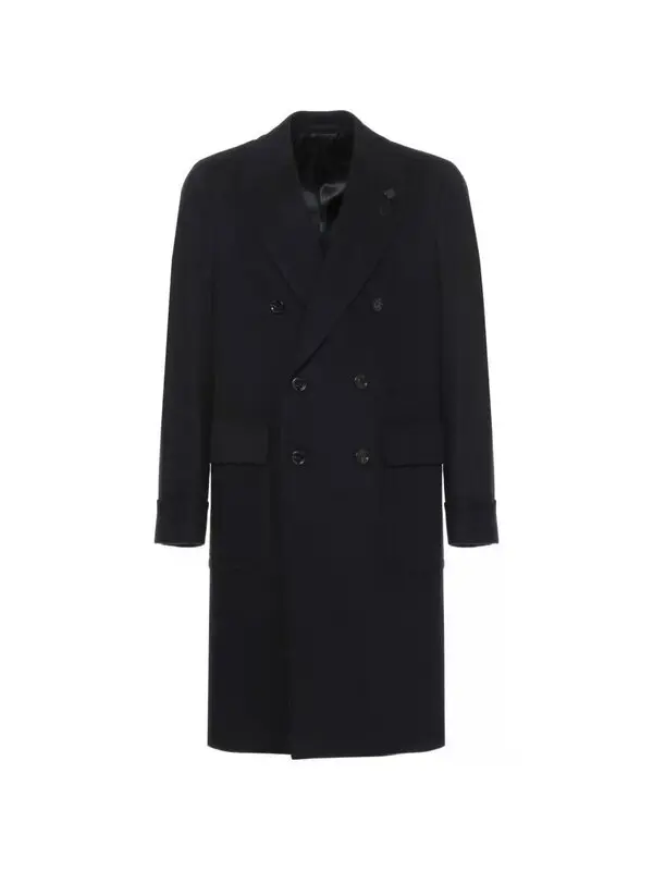 LARDINI Double-breasted Peaked-lapel Coat