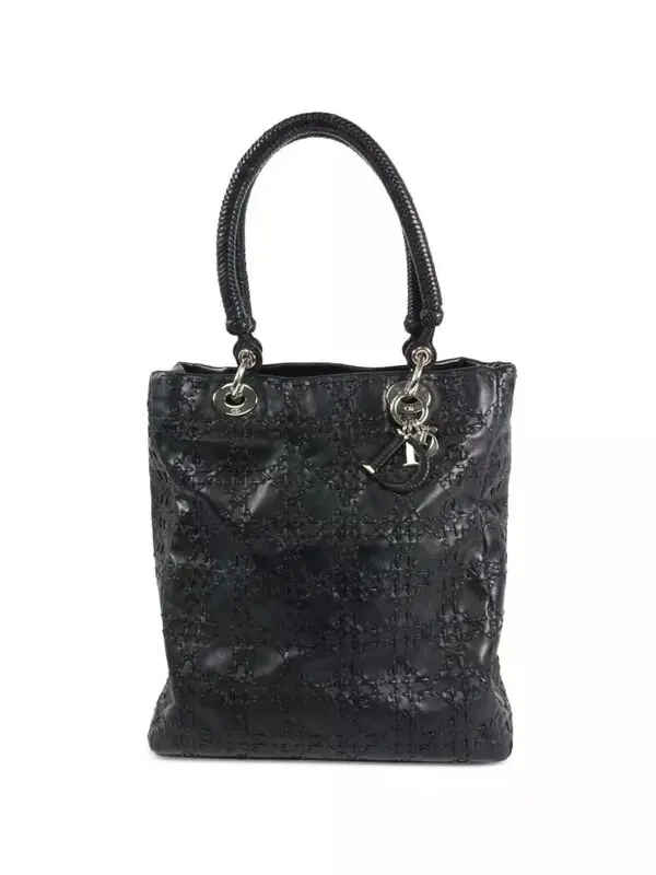 Dior Cannage Soft Lady Leather Tote Bag - Black