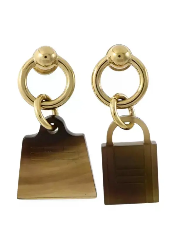 Hermès Amulette Maroquinier Earrings - Brown
