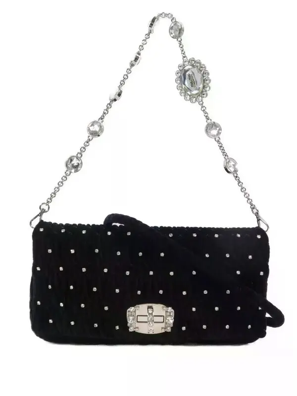 Miu Miu Crystal-embellished 2-way Shoulder Bag - Black