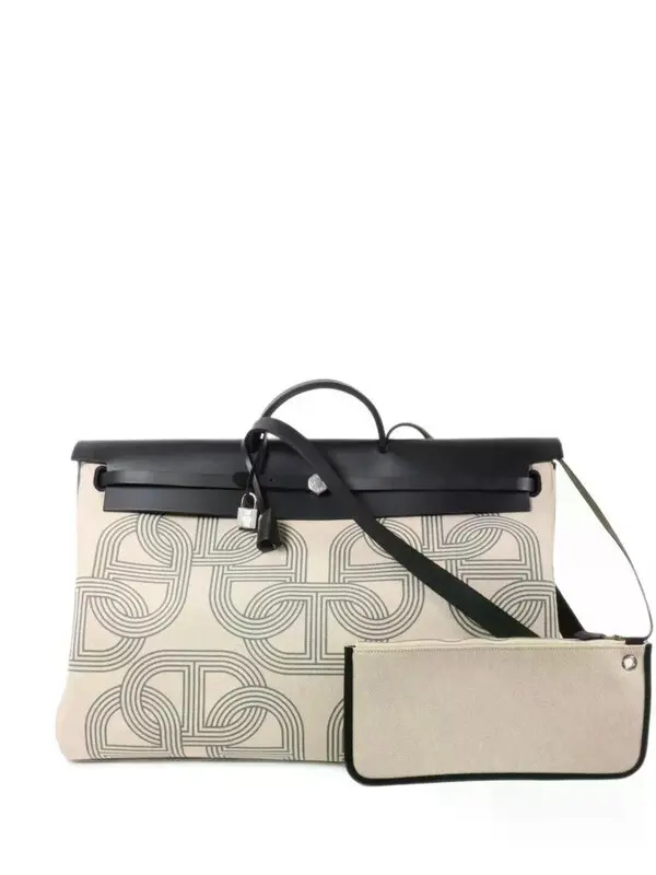 Hermès Graphic-print Leather-trim Tote Bag - Neutrals