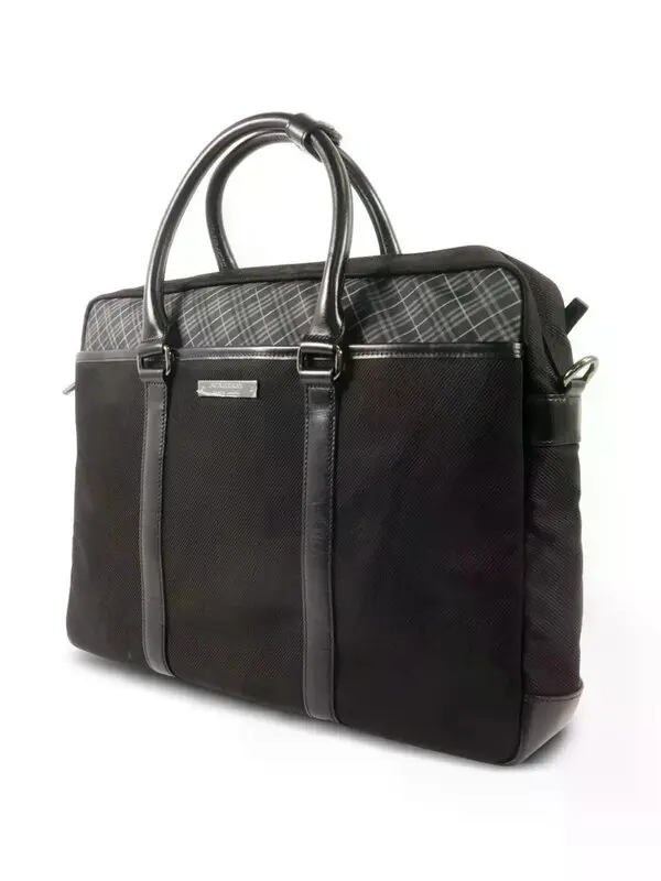 Burberry Label Check-panel Canvas Briefcase