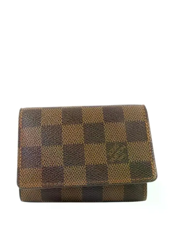 LOUIS VUITTON Damier Ebene Canvas Logo-print Card Holder - Brown