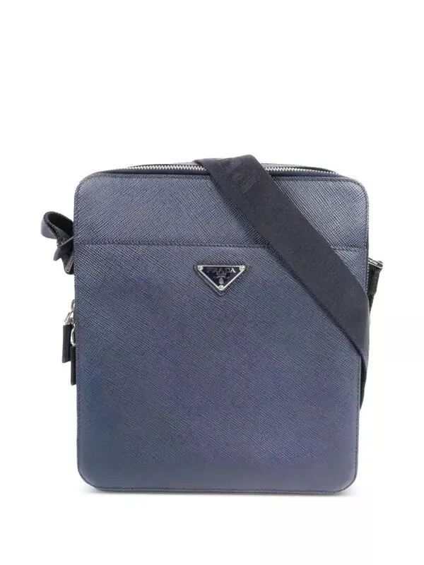 Prada Saffiano Leather Messenger Bag - Blue