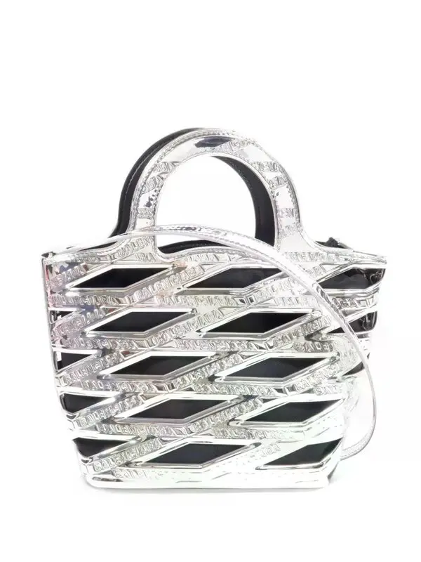 Balenciaga Neo Basket Logo-print Tote Bag - Silver