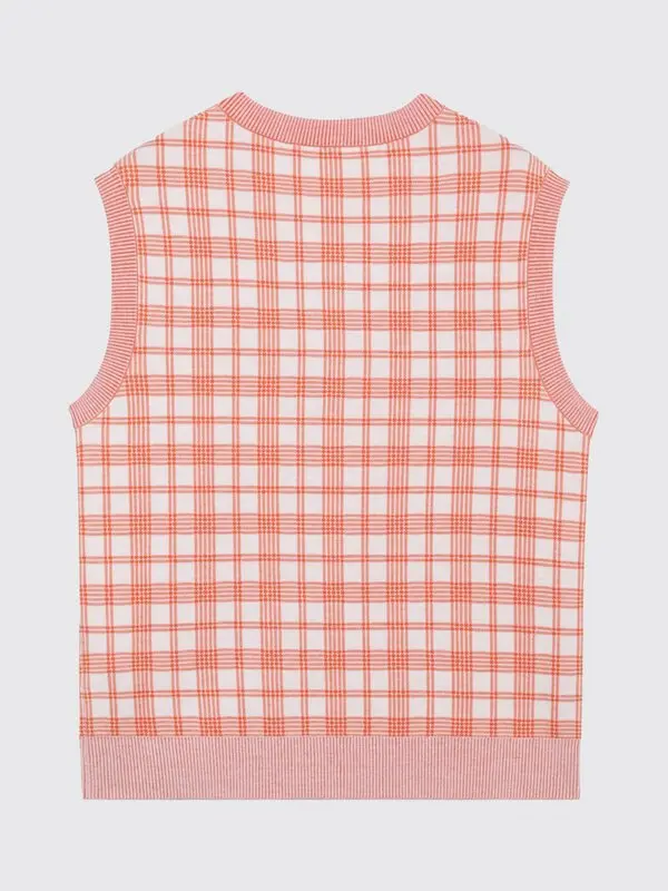 Loewe Tartan Wool Knit Vest With V-neck