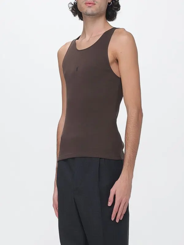 Saint Laurent Monogram Cotton Tank Top With U-neck