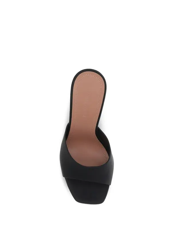 Amina Muaddi Dalida Satin Sandals - Black