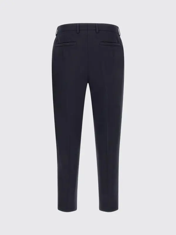 Zegna Slim Fit Cotton Tailored Trousers With Pleats - Blue