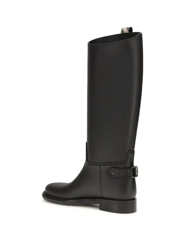 Burberry Cavalier Check Detail Knee-high Boots - Black