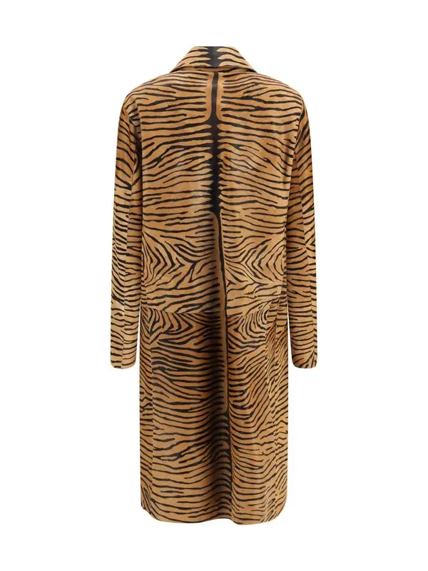 Fendi Tiger Print Pony Effect Leather Coat