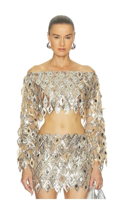 THE DOLLS HOUSE Luna Top In Metallic - Silver