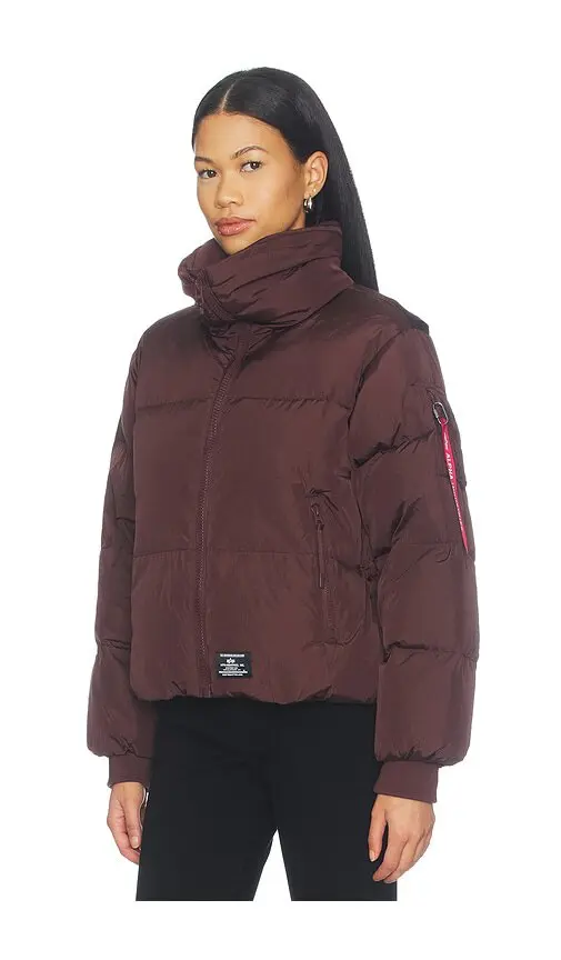 Alpha Industries Sierra Short Puffer Jacket In Brown