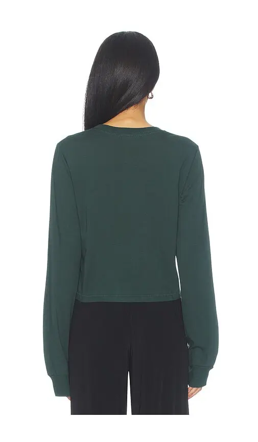 Eterne Cotton Long Sleeve Boxy Tee In Green