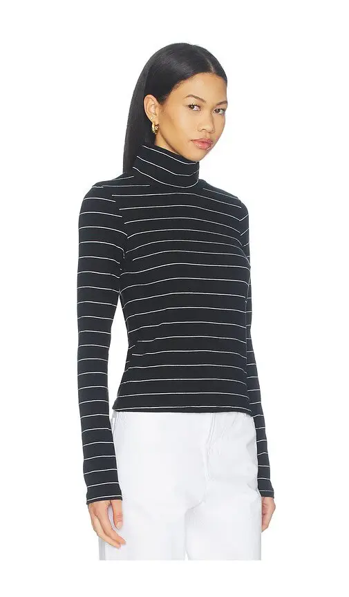 PERFECTWHITETEE Cindy Long Sleeve Turtleneck In Black
