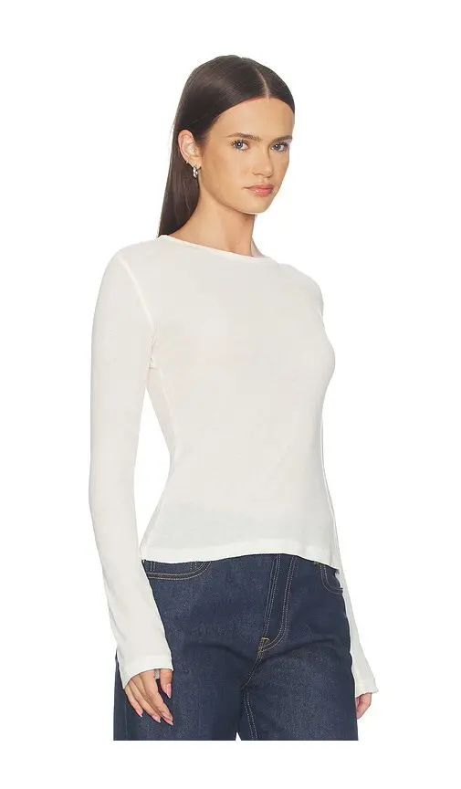 GRLFRND Sheer Crew Neck Tee In Cream