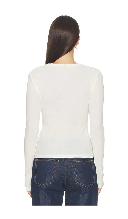 GRLFRND Sheer Crew Neck Tee In Cream