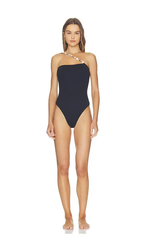 VIX PAULA HERMANNY X Rosie Livia Shoulder One Piece Brazilian - Black