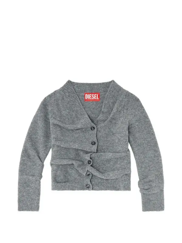DIESEL® Crinkle-effect Cropped Cardigan - Grey