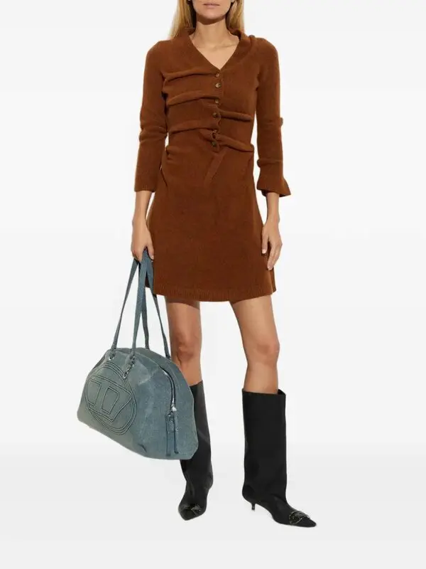 DIESEL® Cardigan-style Dress In Crinkled Boiled Wool