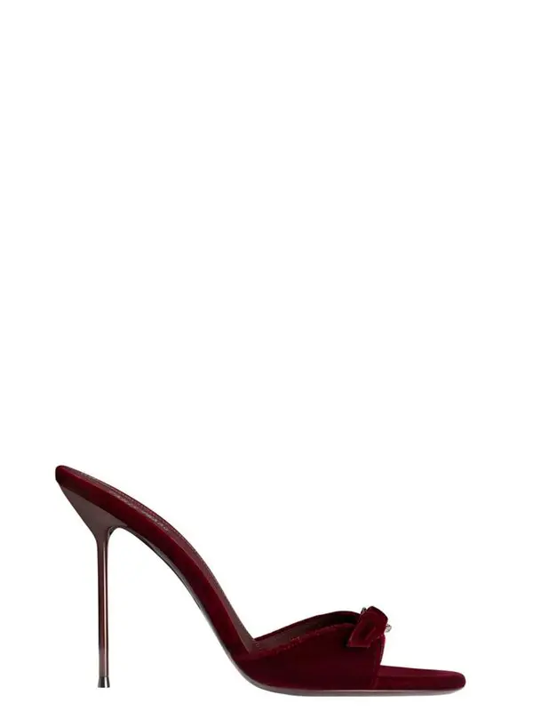 Paris Texas Velvet Mules With Jewel Buckle - Red