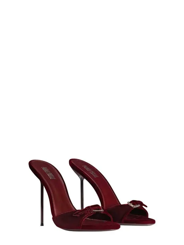 Paris Texas Velvet Mules With Jewel Buckle - Red