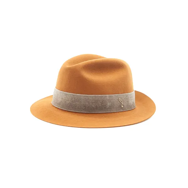 DORIA 1905 Smooth Lapin Felt Small Brim Fedora Hat - Brown