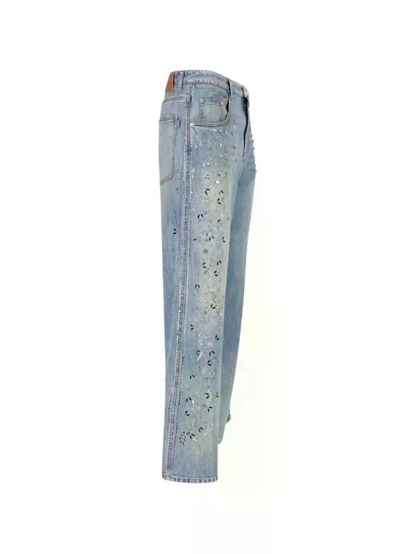 Ermanno Scervino Crystal-embellished Laser-cut Jeans