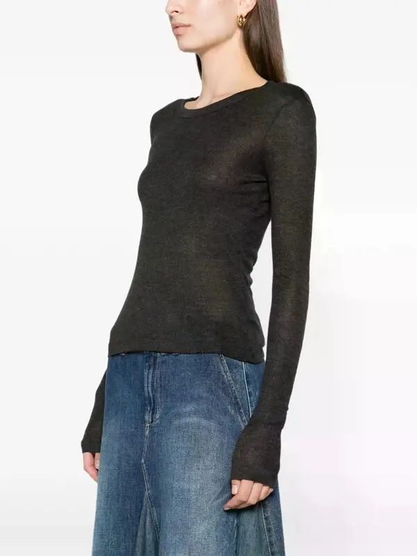 JW Anderson Long-sleeve Crew-neckline Top In Charcoal Melange