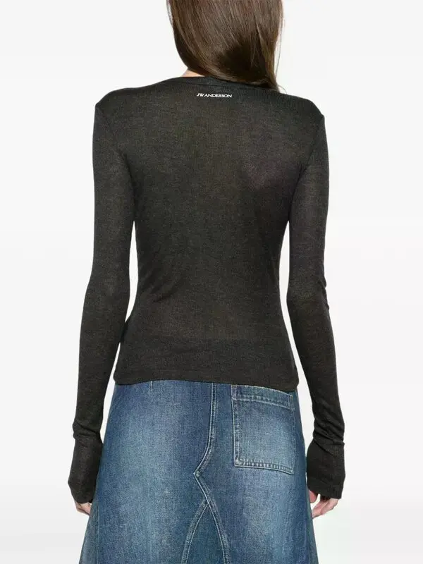 JW Anderson Long-sleeve Crew-neckline Top In Charcoal Melange