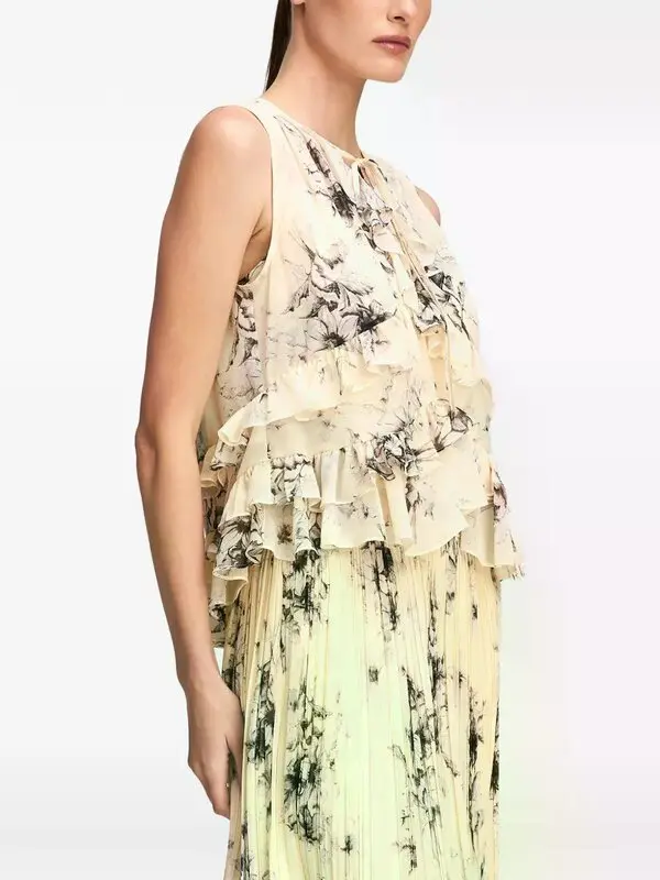 Cinq À Sept Ariette Floral-print Ruffled Blouse