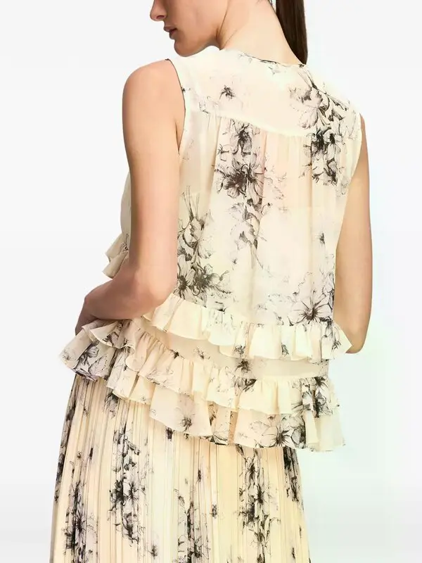 Cinq À Sept Ariette Floral-print Ruffled Blouse