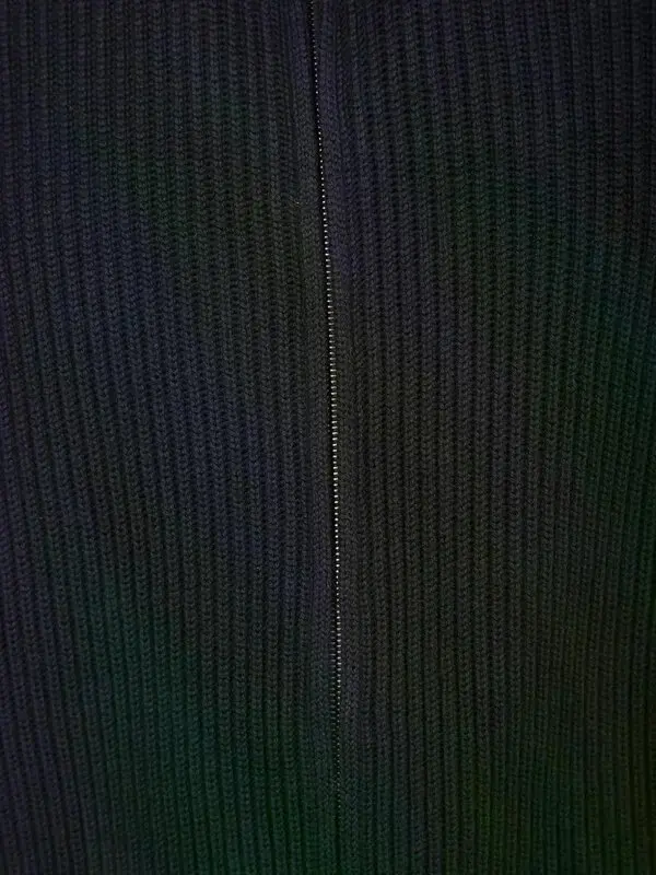 DELL'OGLIO Ribbed-knit Zip-up Cardigan