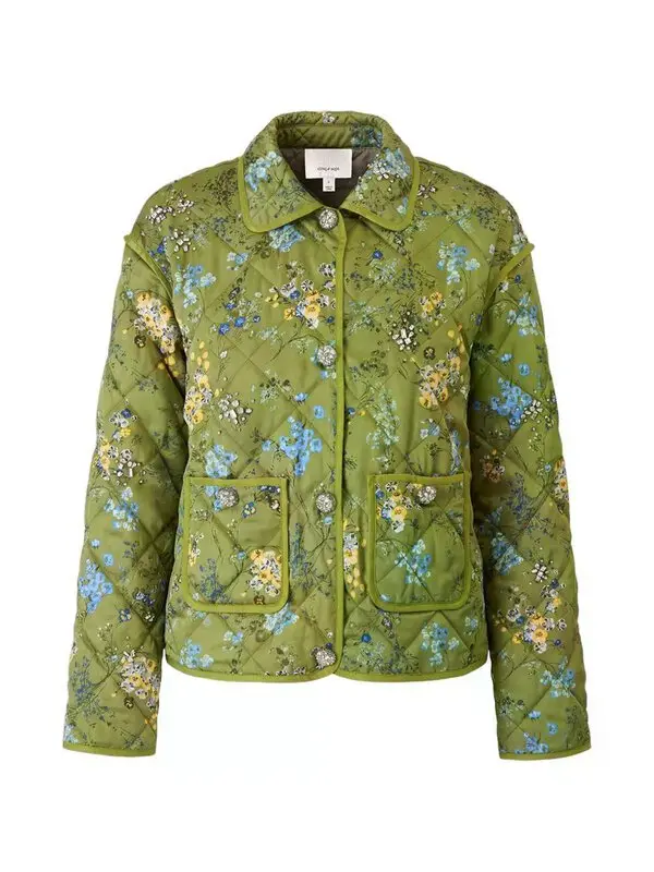 Cinq À Sept Alexa Floral-print Quilted Jacket - Green