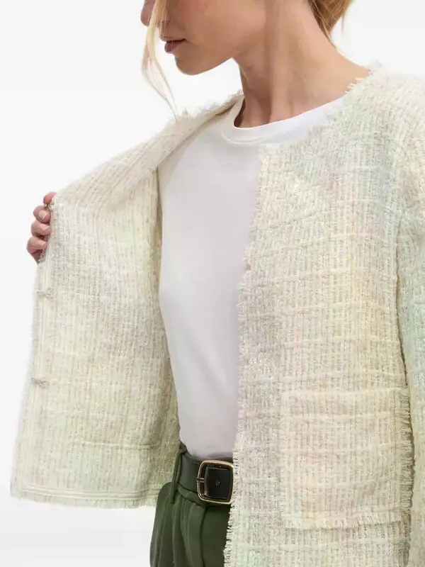 Dkny Bouclé Frayed-edge Jacket