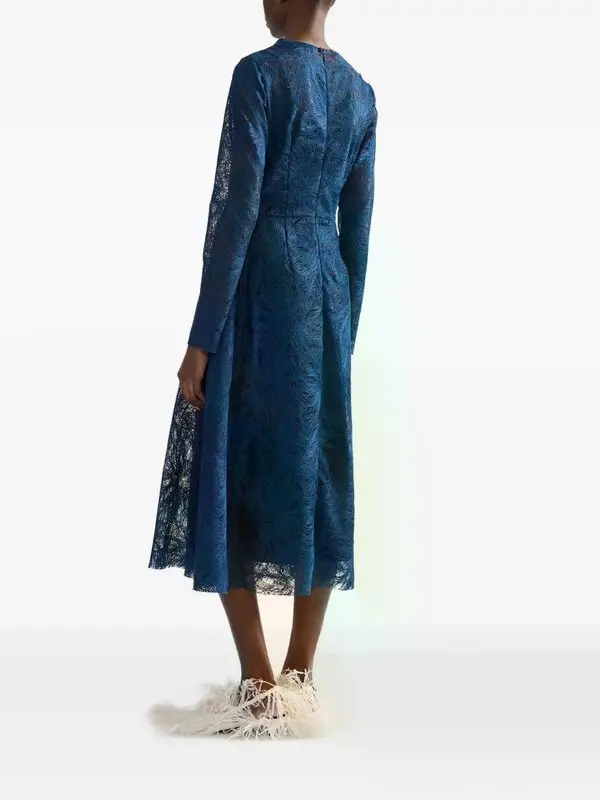 Erdem Draped Floral-lace Midi Dress - Blue
