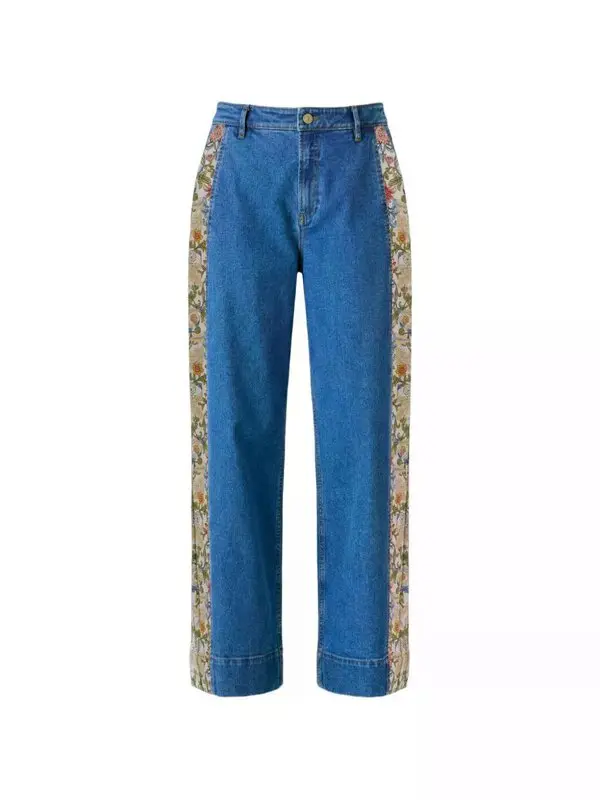 Cinq À Sept Zoe Patchwork-detail Straight-leg Jeans - Blue