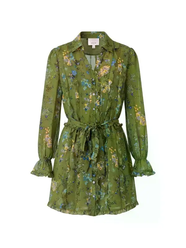 Cinq À Sept Estelle Ruffled Floral-print Mini Dress - Green