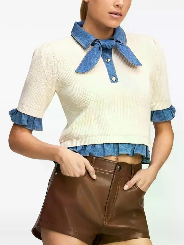 Cinq À Sept Shelly Layered-effect Knitted Polo Top