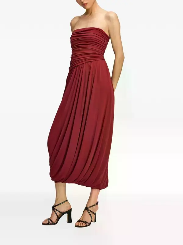 Cinq À Sept Rosine Ruched Strapless Midi Dress - Red