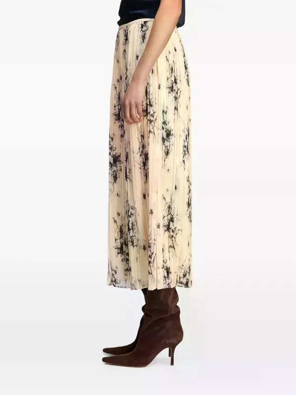 Cinq À Sept Delaine Floral-print Pleated Midi Skirt
