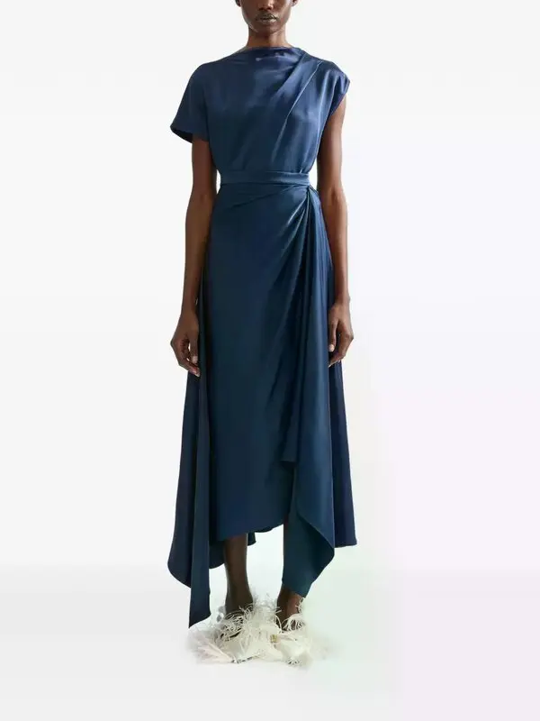 Erdem Satin Draped Midi Skirt