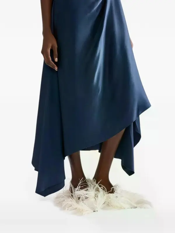 Erdem Satin Draped Midi Skirt