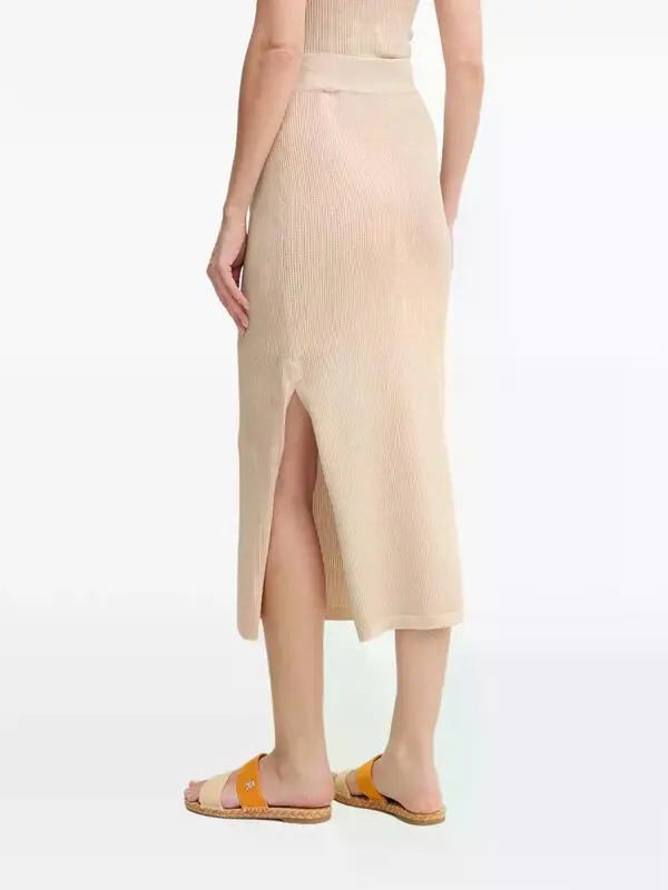 Dkny Ribbed Side-slit Midi Skirt